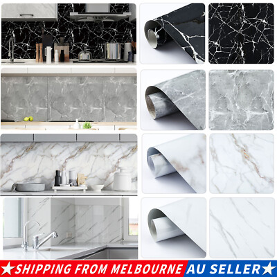 5/10M Marble Wall Stickers Decor Roll Wallpaper Self Adhesive Kitchen ...