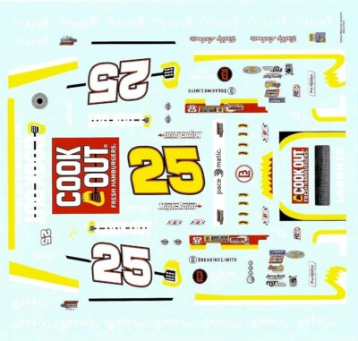 #25 Cook Out red/black Modified 1/25 decal Bobby Labonte | eBay