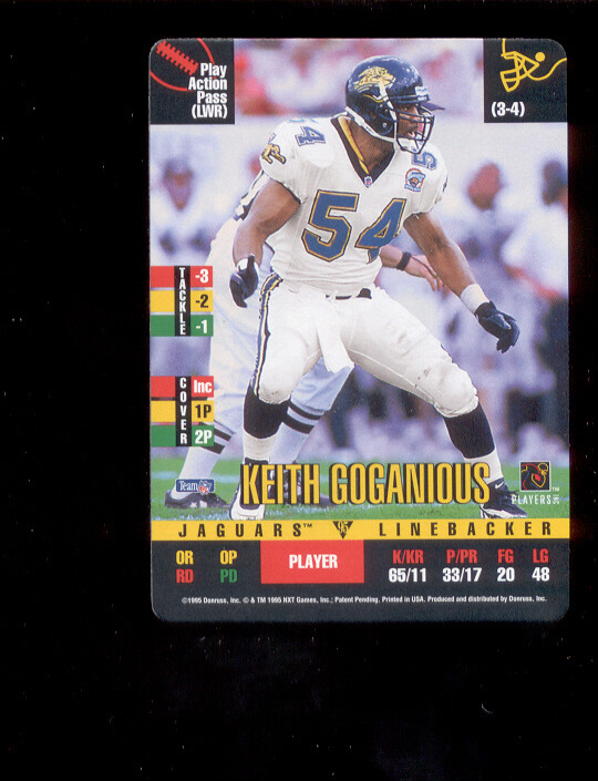 1995 Donruss Red Zone KEITH GOGANIOUS Jacksonville Jaguars Update Card ...