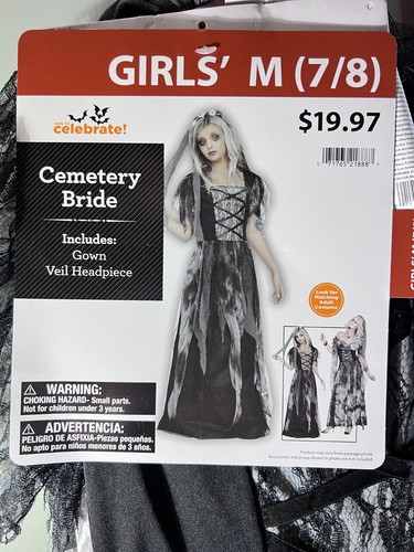 NEW Girls Cemetery Bride Halloween Costume M 7/8 Medium Outfit Scary ...