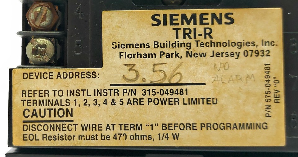 Siemens TRI-R Single Input Interface Module 575-049481 REV.0 | eBay