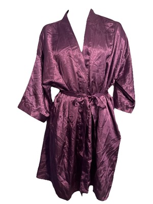Purple Satin Robe Kimono Sleeve Loungewear Belt Lingerie XL/XXL | eBay