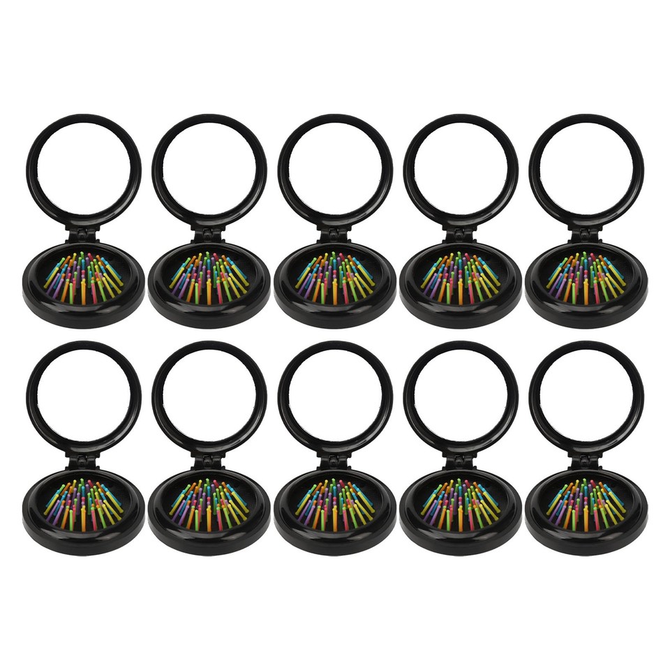 10x Mirror Pocket Hair Brushes Foldable Colorful Tooth Comb Mini ...