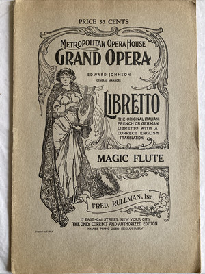 Metropolitan Opera House Grand Opera Magic Flute Libretto Program ...