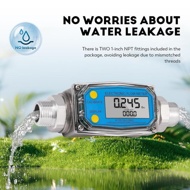 1-inch Water Meter Fuel Meter Digital Liquid Flowmeter with Two NPT ...