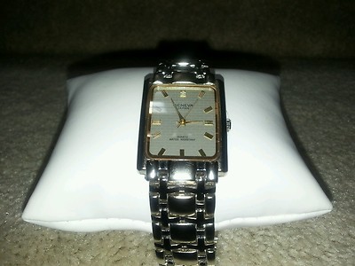 Geneva Mens Watch Rectangle Silver Link New Cond Needs New Batt Jewelry ...