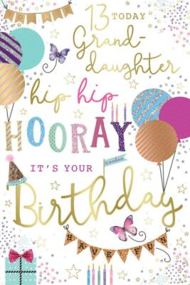 Granddaughter 13th Birthday Card 13 Today Balloons Design Happy Lovely ...