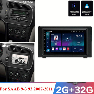 7" Android 12 Radio Stereo GPS NAV FM 2+32G For Saab 9-3 93 2007-2011 w ...