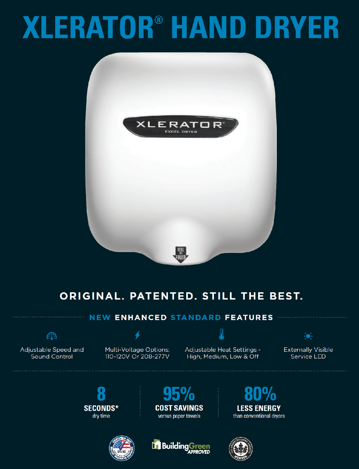 XLERATOR XL-GR (110V/120V) Graphite Gray Excel Hand Dryer; FREE FedEx ...