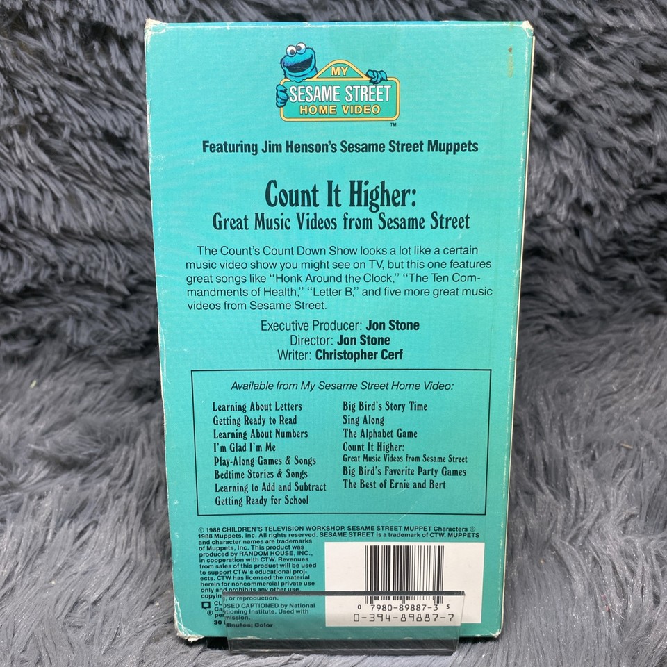 Sesame Street Count It Higher Great Music Videos VHS Tape 1988 Cartoon ...