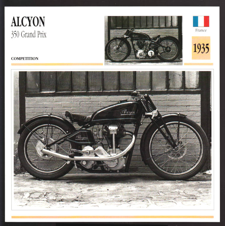 1935 Alcyon 350cc Grand Prix France Motorcycle Photo Spec Sheet Info ...