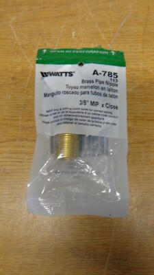 Watts Brass Pipe Nipple 3/8” X Close MIP 17000785 A-785 | eBay