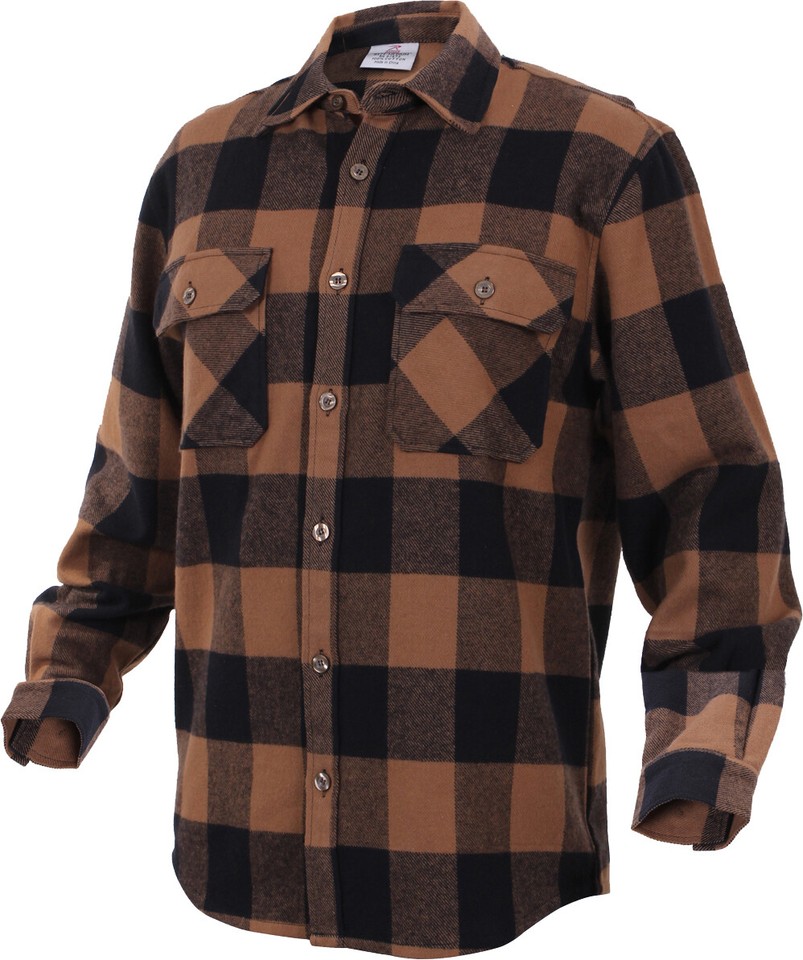 Plaid Flannel Shirt Brawny Buffalo Heavyweight Long Sleeve Checkered ...