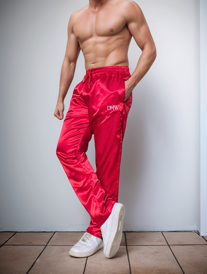 Sporty Shiny Satin Track Pants – Glossy Athletic Joggers with Mesh ...