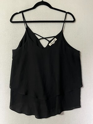 Annabella Black Layered Tiered Spaghetti Strap Blouse Top GLT150136B ...