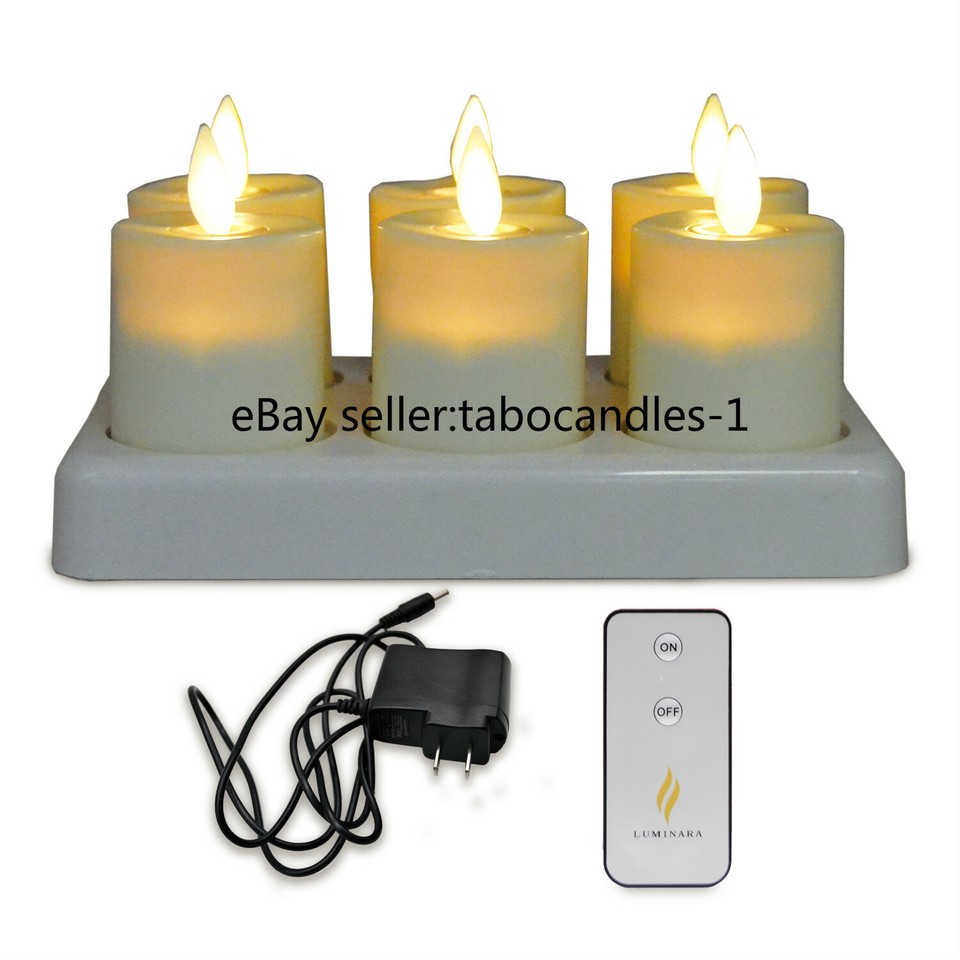 Luminara Rechargeable Moving Wick Flameless Red Tea Lights Timer Led ...