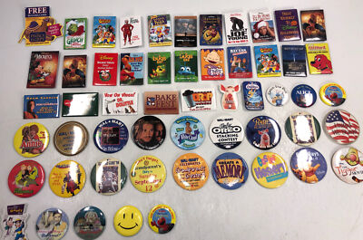 Lot of 55 Walmart Associate Pin Buttons Movie Advertising Disney More ...