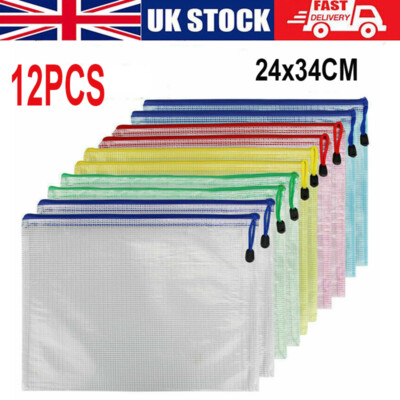12X A4 Plastic Wallet Document Zip Lock Bags Plastic Pockets With ...