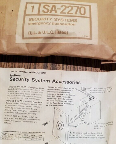 Nutone SA-2270 Security System Emergency Push Button New | eBay