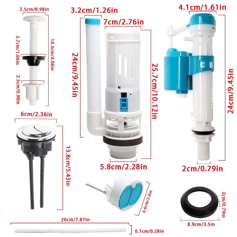 Dual Toilet Flush Valve Push Button Syphon Kit Top Mount Cistern ...