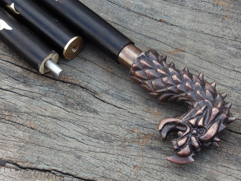 Antique Dragon head Handle Vintage Style Wooden Walking Stick Designer ...