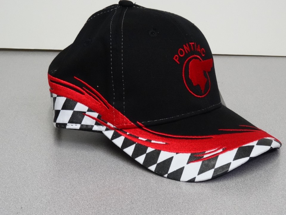 PONTIAC CHIEF BLACK/RED CHECKERED HAT GM LICENSED | eBay
