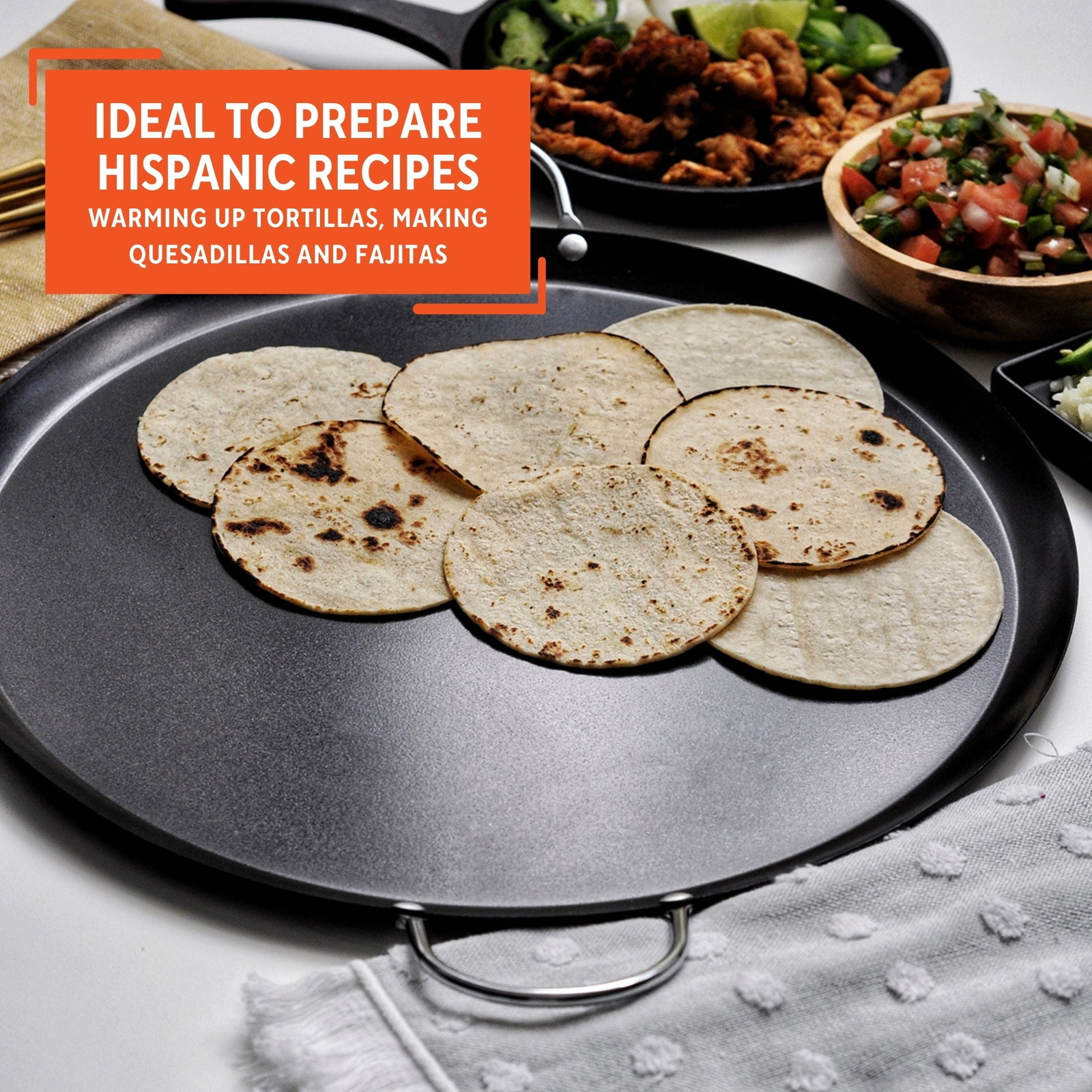Imusa Round 9" Carbon Steel Comal with Metal Handles, Black | eBay