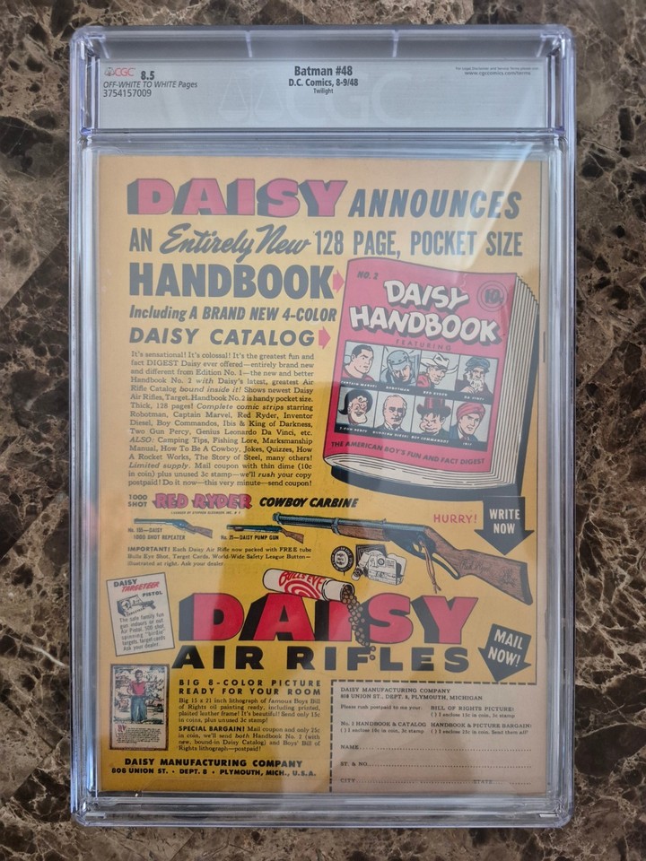 Batman 48 CGC 8.5 1948 Penguin High Grade Golden Age Secrets of Batcave ...
