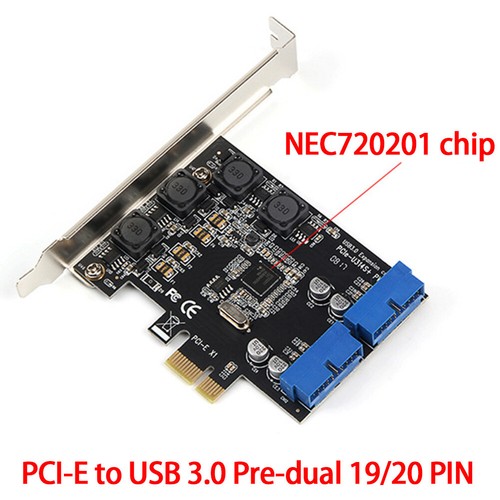 PCIE PCI Express to Dual 20 Pin USB 3.0 PCI-e X1 to 2 ports 19pin USB 3 ...