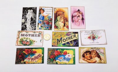 10-Mother's Day-Vintage Style-Mom and Child-Handmade-Linen Cardstock ...