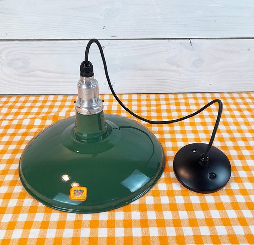 NOS 1940s Vintage Benjamin 14" Porcelain Light Farm Barn Industrial Gas ...