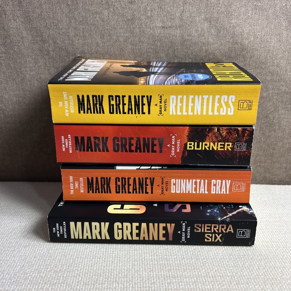 Mark Greaney Lot of 4 Gun Man Books Relentless Gunmetal Gray Burner ...