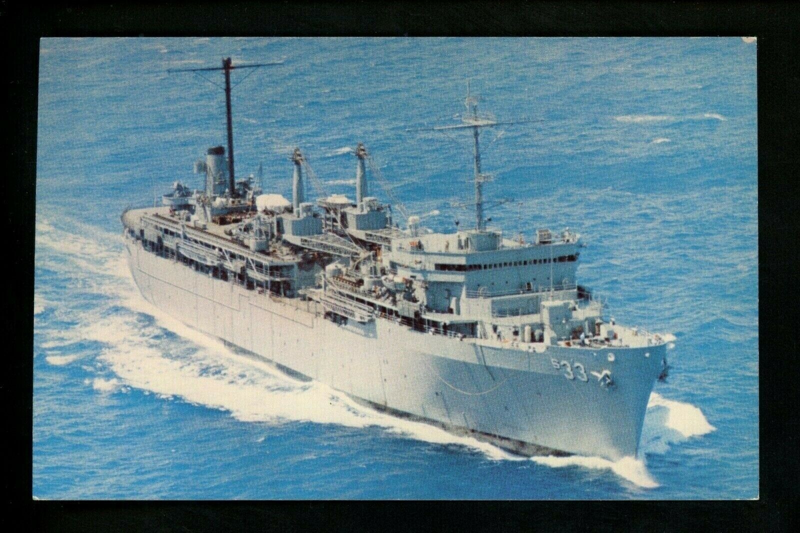 Military Ship postcard USS Simon Lake AS-33 USN Navy chrome | eBay