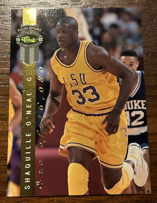 Shaquille O'Neal SHAQ 1992 Classic 4 Four Sport Draft Pick Gold RC LSU ...