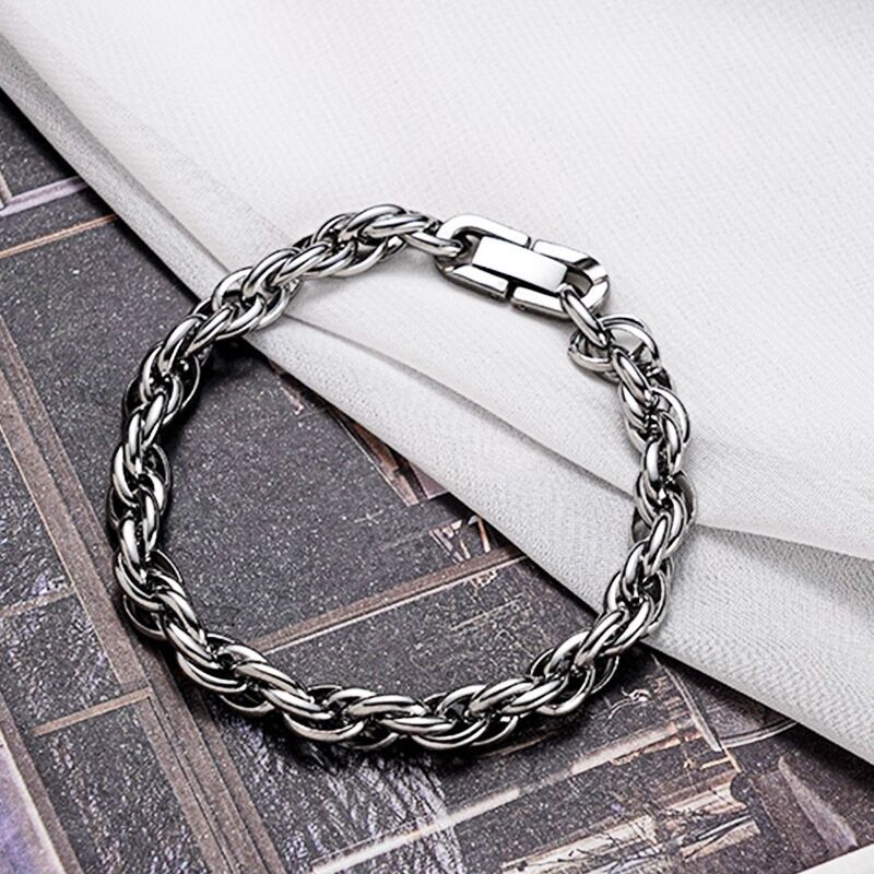 6/8/11mm Man Woman Stainless Steel Braided Rope Chain Bracelet Bangle ...