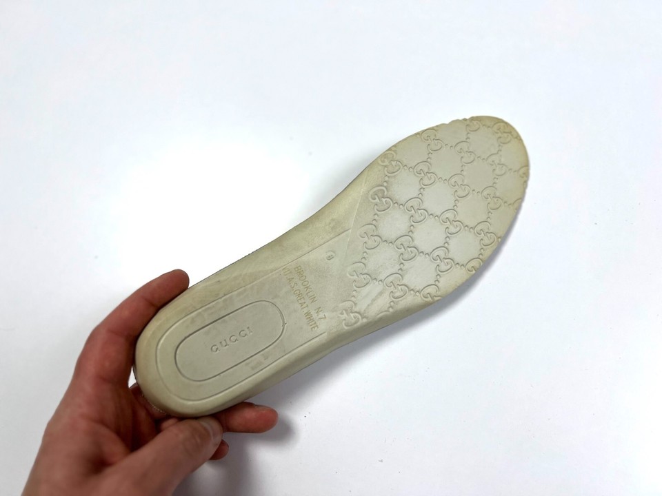 Auth Men's GUCCI Monogram Leather Slip-On Sneakers Shoes Size 42.5 US9 ...