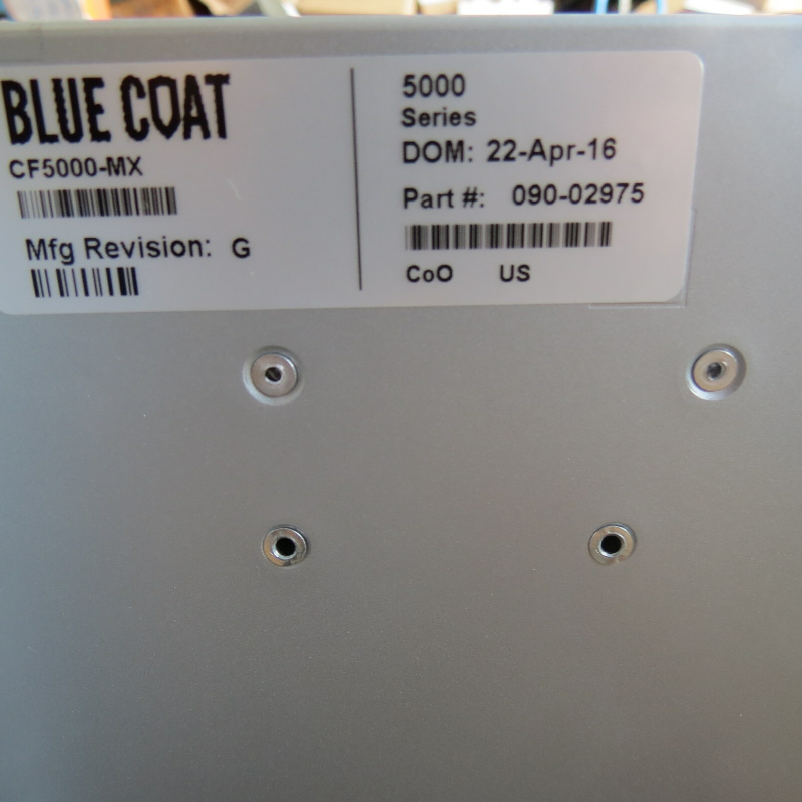 *BLUE COAT CF5000-MX, CACHE FLOW APPLIANCE 5000, 090-02975, 100-02713 ...
