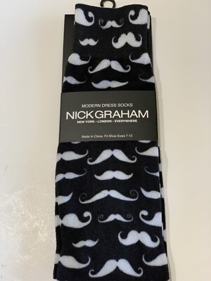 Mustache Beard Socks Nick Graham Premium Dress Black White New | eBay