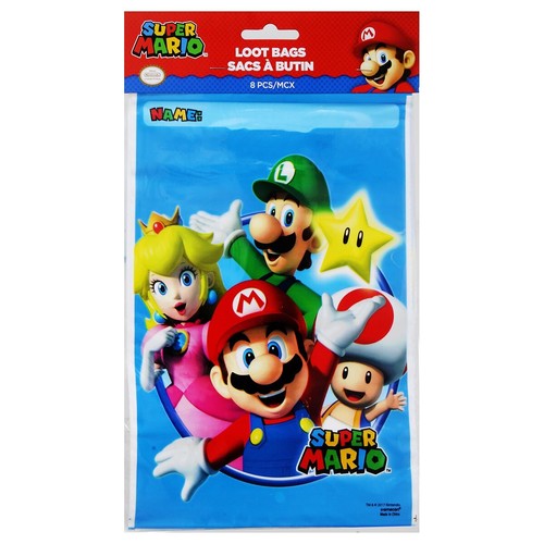Super Mario Plastic Birthday Party Favour Supplies Loot bags 8 Pieces ...