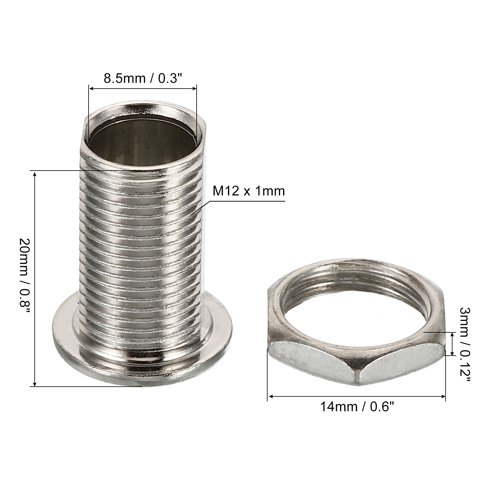 20Pieces M12x20mm Round Head Hollow Screw Bolts Through Hole Bolt Lamp ...