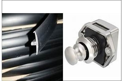 3 Push Button Catches and 21 Metres of Black Knock on T Trim for SWB ...