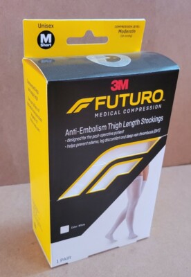 FUTURO Anti-Embolism Stockings Knee Length Closed Toe White Medium ...