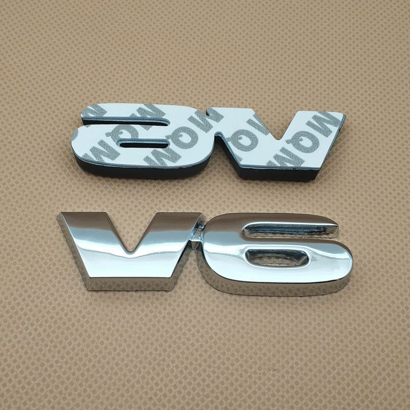 2x Metal Chrome V6 Engine Logo Emblem Sport Turbo Car Trunk Badge ...