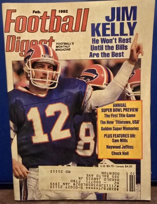 Vintage Football Digest Magazine, February 1992, Jim Kelly, Buffalo ...