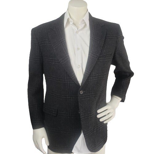 John Alexander Tweed Jacket Gray Glen Plaid 100% Wool… - Gem