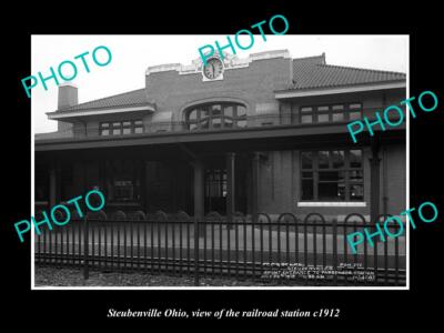 OLD 8x6 HISTORIC PHOTO OF STEUBENVILLE OHIO THE RAILROAD STATION c1912 ...