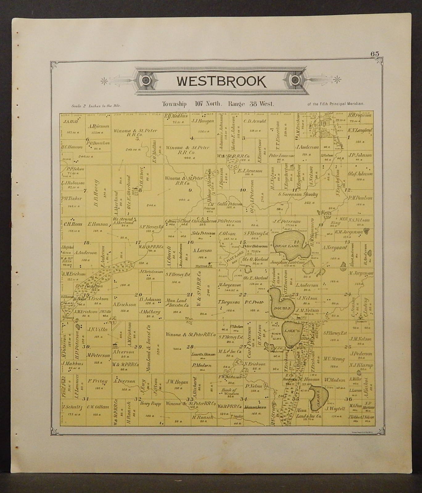Minnesota Cottonwood County Map Westbrook Township 1896 J21#26 | eBay