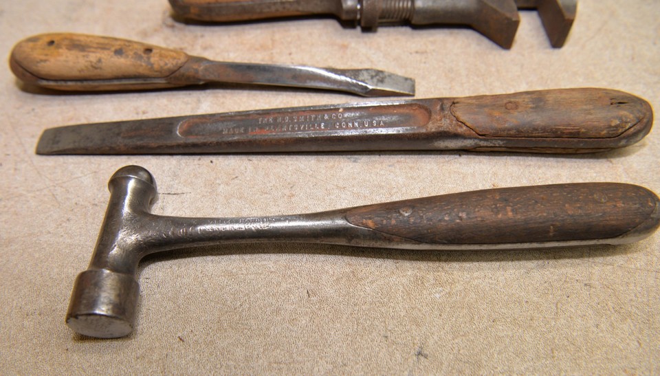 4 perfect handle tool H D Smith patent hammer & pry bar tire & wrench ...