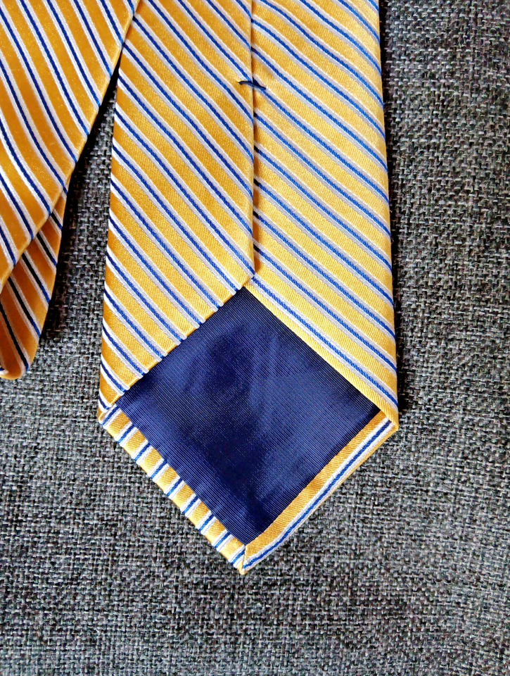Tie 70s 80s 90s Y2K Mens Izod Yellow Gray White Striped 3.75 Wide 59 ...