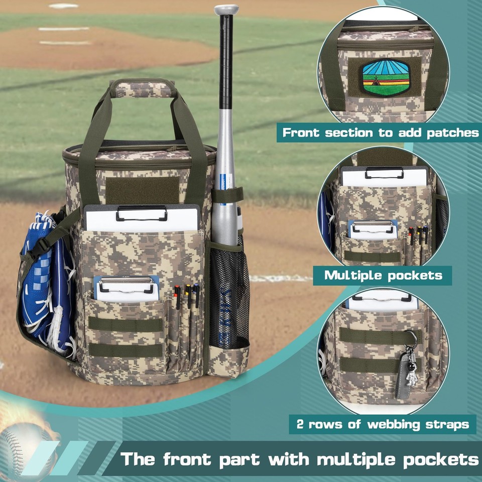 Smasrob Baseball Coaches Bag Fits 6 Gallon Ball Bucket Baseball Bucket ...